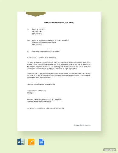 25+ Query Letter - Examples, Word, Google Docs, Apple Pages, PDF | Examples