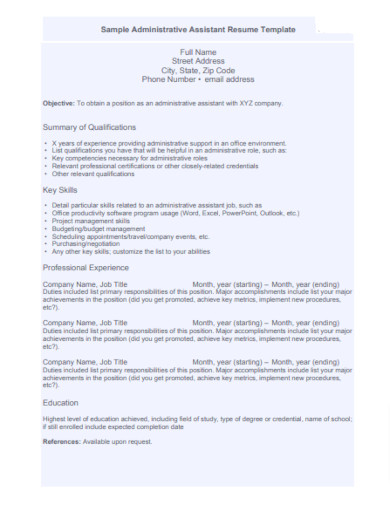 Administrative Assistant Resume - 16+ Examples, Format, Pdf