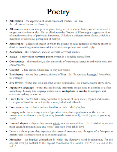 24+ Example for Poetry - Google Docs, MS Word, Apple Pages, PDF | Examples