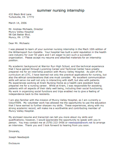 Nursing Cover Letter - Examples, Google Docs, MS Word, Apple Pages, PDF | Examples