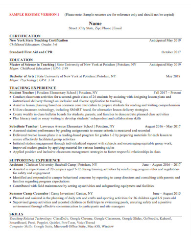 Teaching Resume - Examples, Word, Apple Pages, PSD, PDF | Examples
