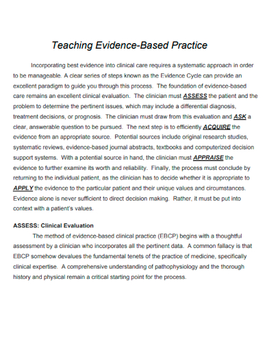 Evidence Based Practice - Example, PDF | Examples