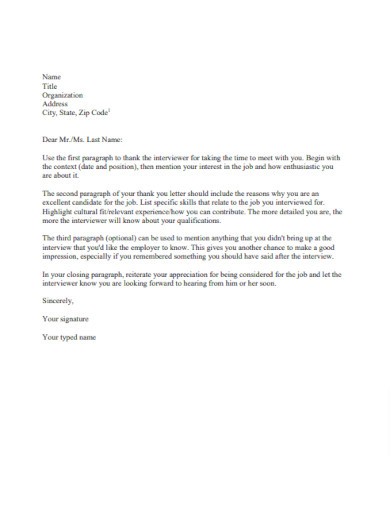 Thank You Letter After Interview - 24+ Examples, Format, How to Write, PDF