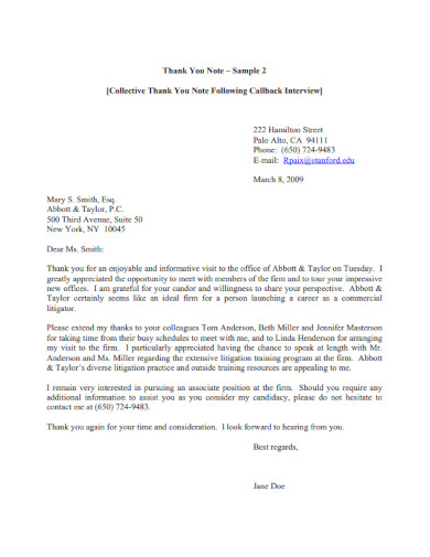 Thank You Letter After Interview - 24+ Examples, Format, How to Write, PDF