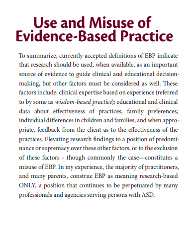 Evidence Based Practice - Example, PDF | Examples