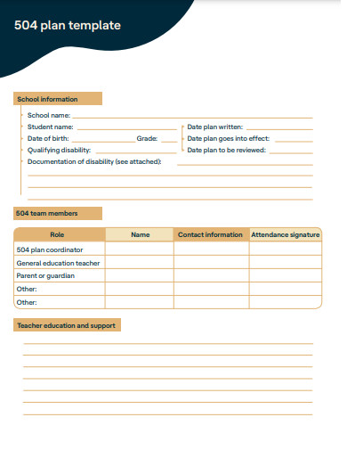 20+ 504 Plan Examples- PDF | Examples