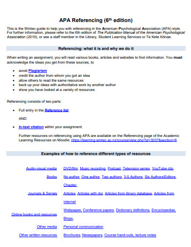 16+ APA 6th Edition in Example in PDF | Examples