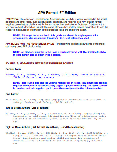 16+ APA 6th Edition in Example in PDF | Examples