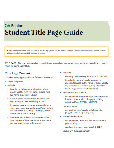 26+ APA 7 Title Page Examples in PDF | Examples
