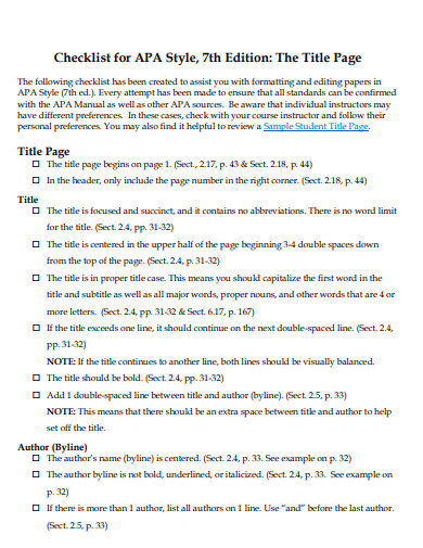 26+ APA 7 Title Page Examples in PDF | Examples
