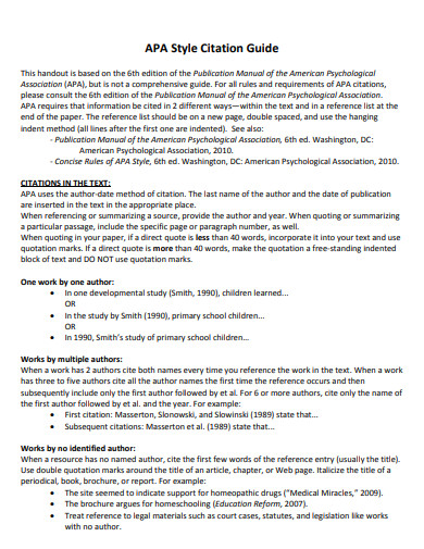 26+ APA Style Citation Examples in PDF | Examples