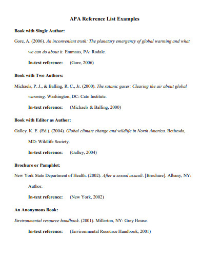 Apa Reference List - 19+ Examples, Pdf