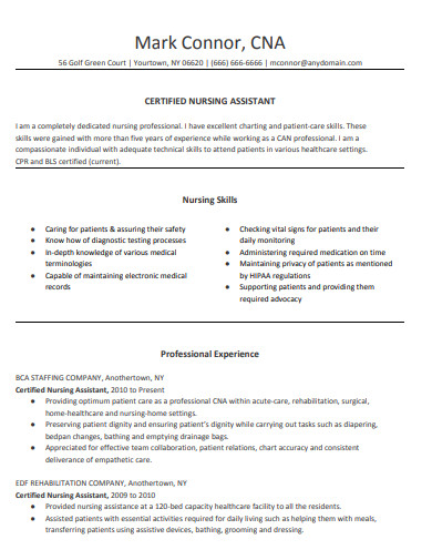 16+ CNA Resume - Examples in PDF, MS Word, Apple Pages, DOC | Examples
