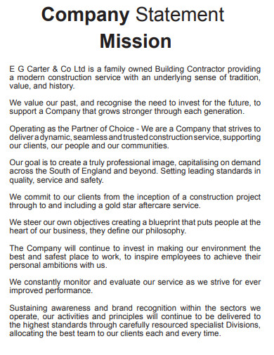 26+ Company Mission Statement Examples in Word | Google Docs | PDF ...
