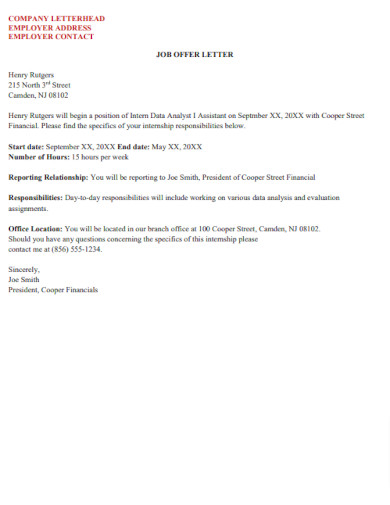 25+ Job Offer Letter - Examples, Word, Google Docs, Apple Pages ...