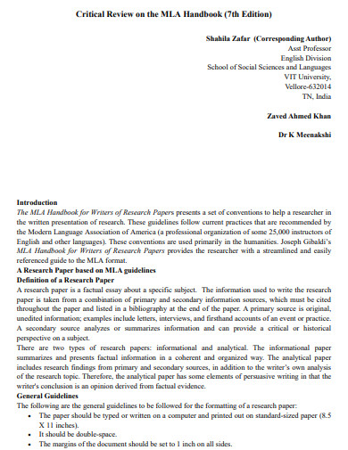 26+ MLA Research Paper in PDF | Examples
