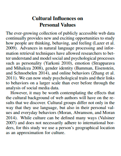 25+ Cultural Values - Examples, PDF, DOCS | Examples