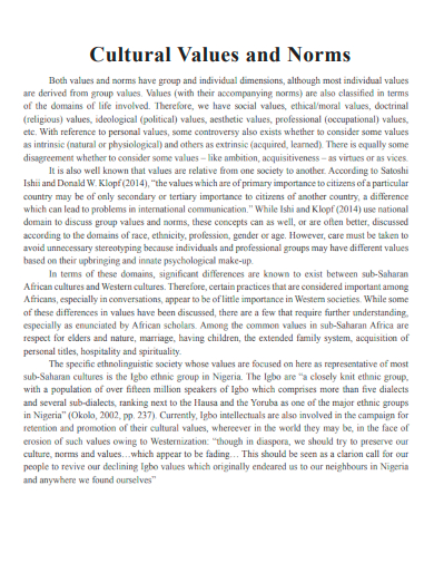 25+ Cultural Values - Examples, PDF, DOCS | Examples