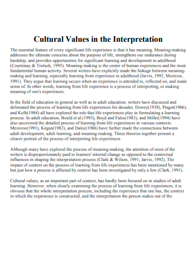 25+ Cultural Values - Examples, PDF, DOCS | Examples