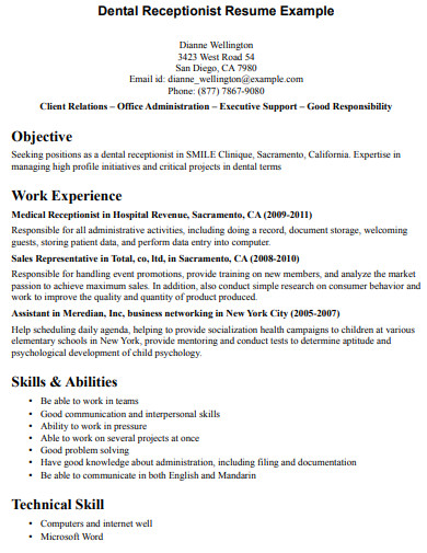 19+ Receptionist Resume Examples In Pdf, Doc, Apple Pages, Ms Word 