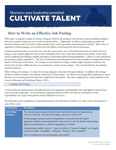 24+ Job Posting Examples - PDF | Examples
