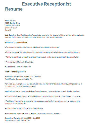 19+ Receptionist Resume Examples In Pdf, Doc, Apple Pages, Ms Word 