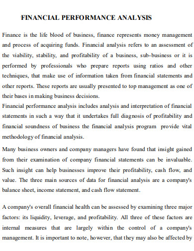 14+ Financial Performance Analysis Report in PDF | Examples