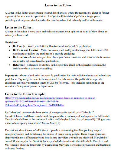 28+ Letter to the Editor Examples in PDF | Examples