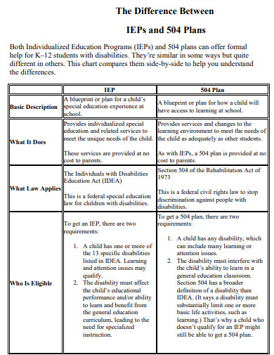 20+ 504 Plan Examples- PDF | Examples