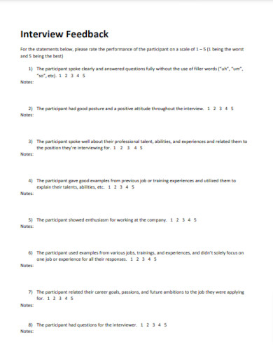 Interview Feedback - Examples, PDF | Examples
