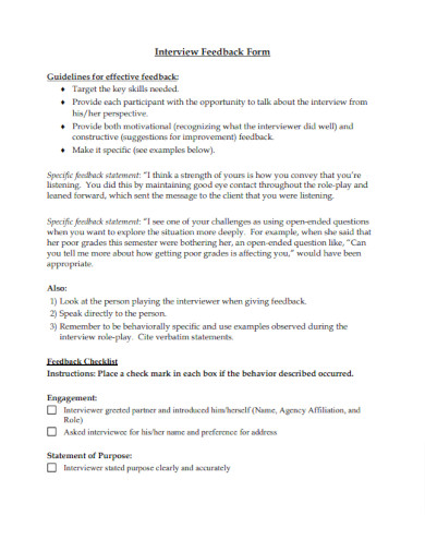 Interview Feedback - Examples, PDF | Examples
