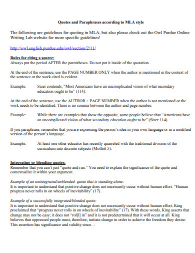21+ MLA Format Quote Examples in PDF | Examples