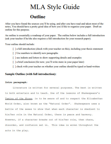 19+ MLA Outline Format in PDF | Examples