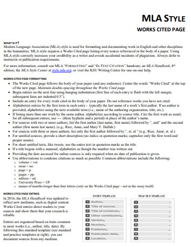 24+ MLA Works Cited Page Example in PDF | Examples
