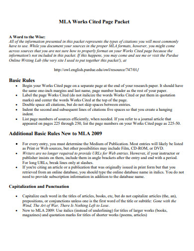 24+ MLA Works Cited Page Example in PDF | Examples