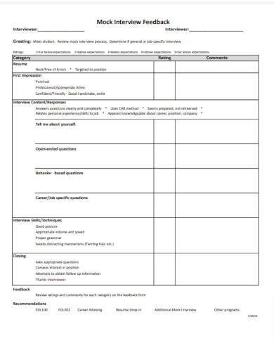Interview Feedback - Examples, PDF | Examples