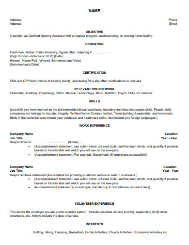16+ CNA Resume - Examples in PDF, MS Word, Apple Pages, DOC | Examples