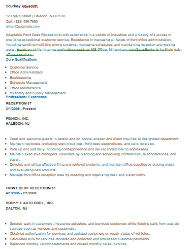 19+ Receptionist Resume Examples in PDF, DOC, Apple Pages, MS Word ...