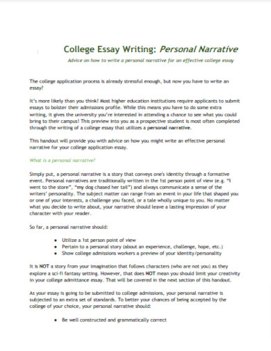 College Personal Essay - Examples, PDF | Examples