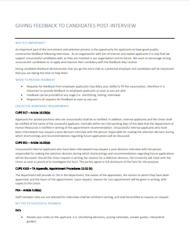 Interview Feedback - Examples, PDF | Examples