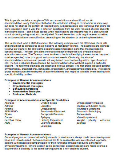 20+ 504 Plan Examples- PDF | Examples