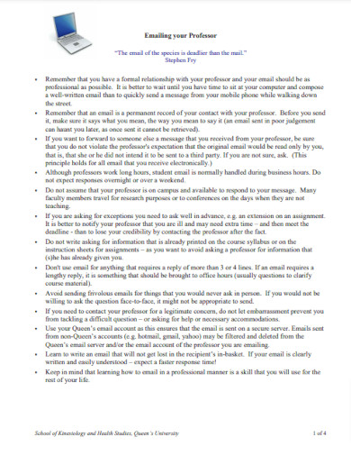 23+ Email to Professor Example | PDF, DOCS | Examples