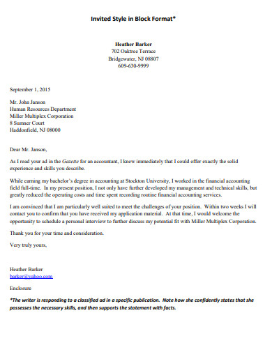 25+ Employment Cover Letter - Examples in PDF | Examples