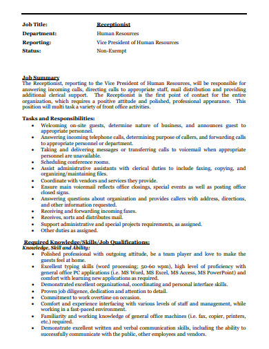 19+ Receptionist Resume Examples In Pdf, Doc, Apple Pages, Ms Word 