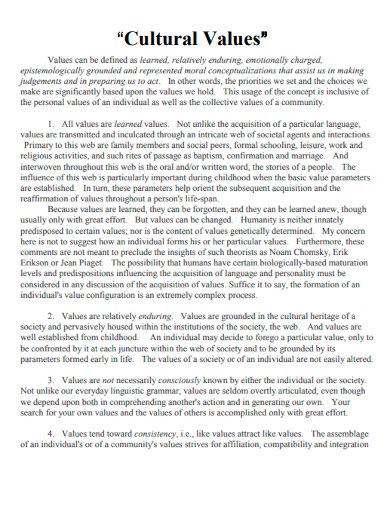 25+ Cultural Values - Examples, PDF, DOCS | Examples
