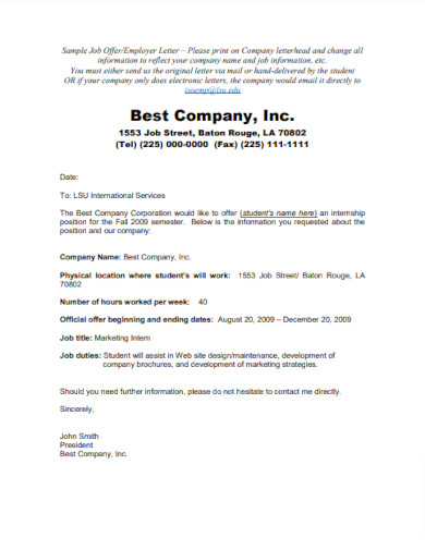 25+ Job Offer Letter - Examples, Word, Google Docs, Apple Pages ...