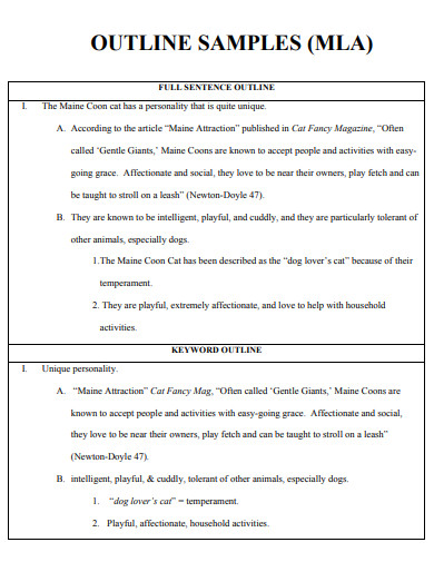19+ MLA Outline Format in PDF | Examples