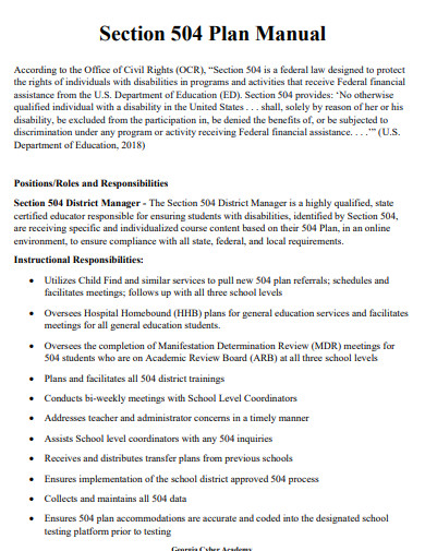 20+ 504 Plan Examples- PDF | Examples