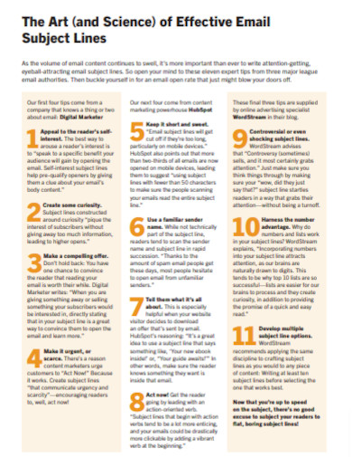 18+ Email Subject Lines - Examples, PDF, DOCS | Examples