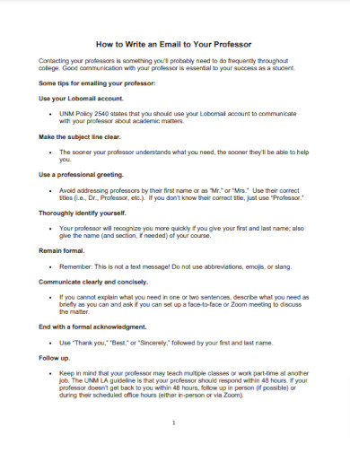 23+ Email to Professor Example | PDF, DOCS | Examples
